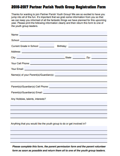 14+ Church Youth Registration Form Templates in PDF | DOC