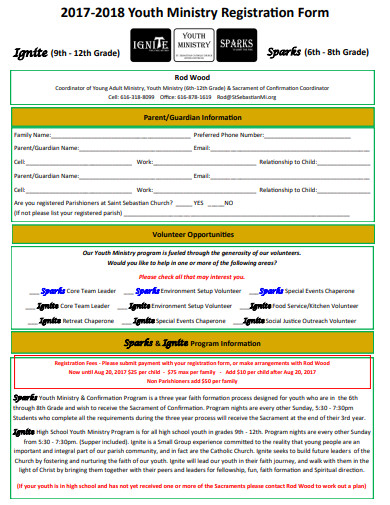 14+ Church Youth Registration Form Templates in PDF | DOC