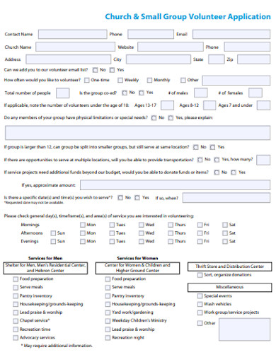 10+ Church Volunteer Form Templates in PDF | DOC