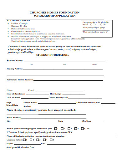 10+ Church Scholarship Application Templates in PDF | DOC