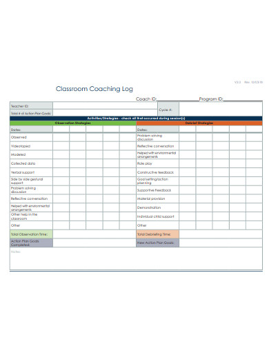 FREE 10+ Coaching Log Templates in PDF | MS Word
