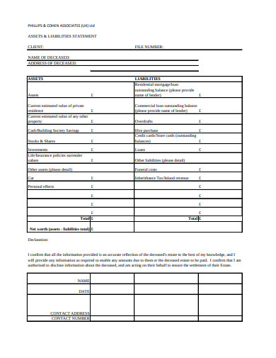 14+ Assets & Liabilities Statement Templates in DOC | PDF
