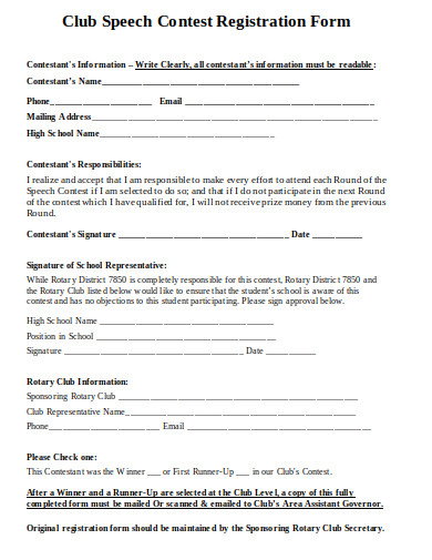 FREE 10+ Contest Registration Form Templates in MS Word | PDF