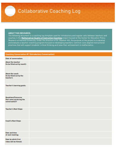 FREE 10+ Coaching Log Templates in PDF | MS Word