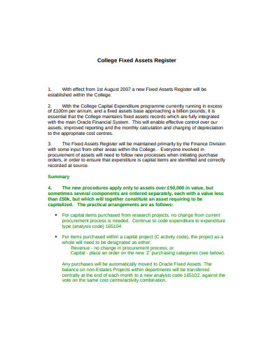 12+ Fixed Asset Register Templates in PDF | DOC | XLS