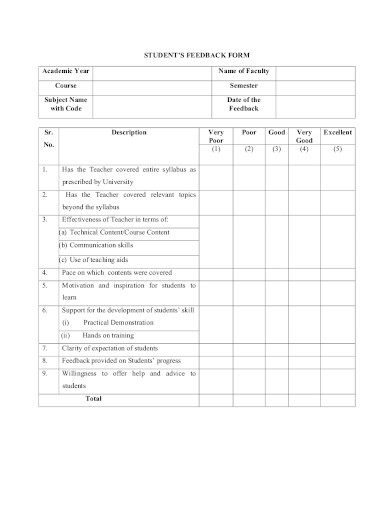 22+ Student Feedback Form Templates in PDF | DOC