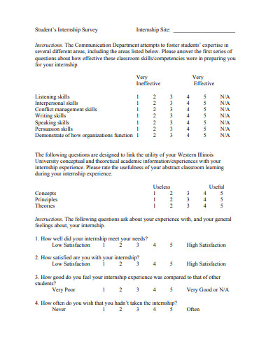 10+ Student Intern Survey Templates in PDF | DOC