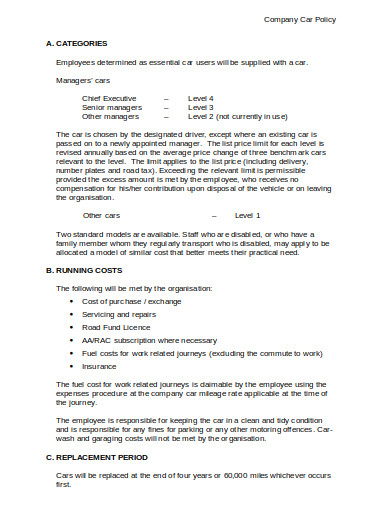 FREE 21+ Company Vehicle Policy Templates in PDF | MS Word | Google ...