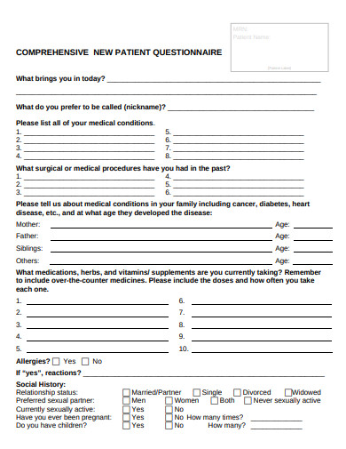 21+ Patient Questionnaire Templates in PDF | DOC