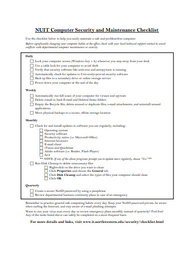 5+ Computer Security Checklist Templates in DOC | PDF