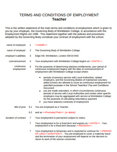 4+ Teacher Employment Agreement Templates in PDF | DOC