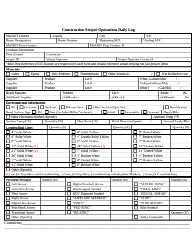 4+ FREE Construction Daily Log Templates - Word | Pages | PDF