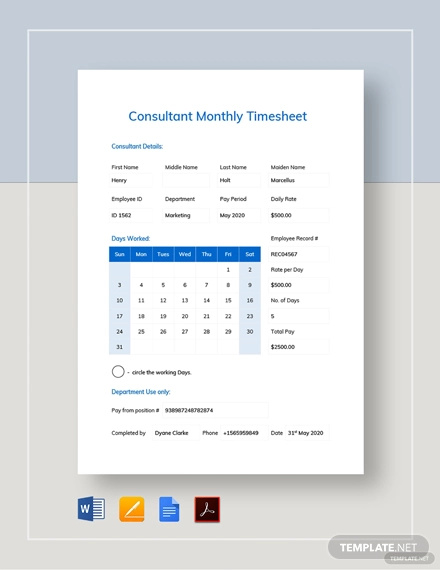 17+ Consultant Timesheet Templates & Samples - DOC, PDF