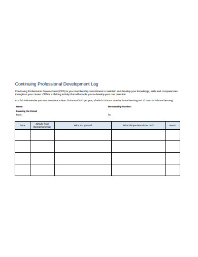 FREE 10+ Professional Development Log Templates in PDF | MS Word