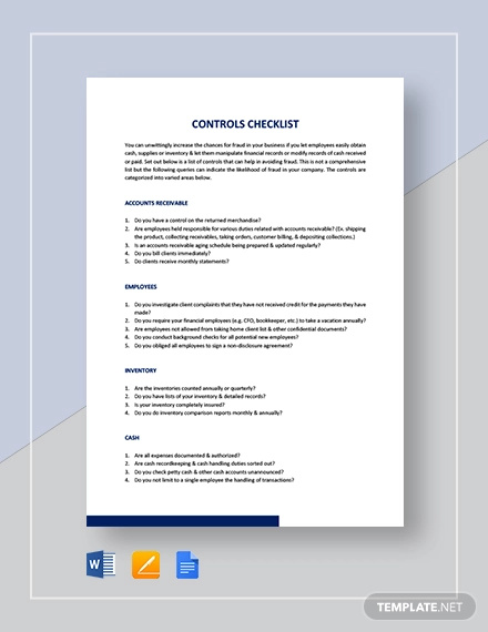12+ Control Checklist Templates - PDF, Google Docs, Word, Pages