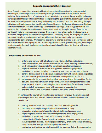 20+ Environmental Policy Statement Templates in PDF | DOC