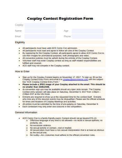 FREE 10+ Contest Registration Form Templates in MS Word | PDF