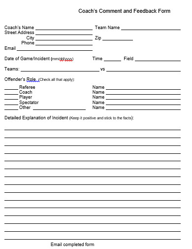 10+ Coach Feedback Form Templates in PDF | DOC