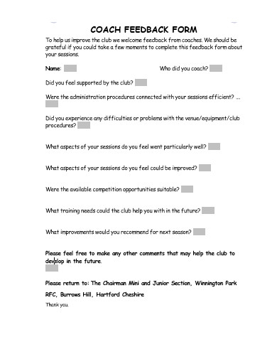 10+ Coach Feedback Form Templates in PDF | DOC