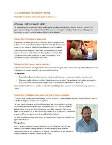 FREE 11+ Customer Feedback Report Templates in PDF | MS Word