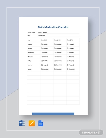 10+ Medication Checklist Templates - Free Samples, Examples Format Download