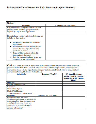 20+ Risk Assessment Questionnaire Templates in Google Docs | MS Word ...