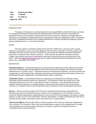FREE 13 Data Security Policy Templates In PDF MS Word