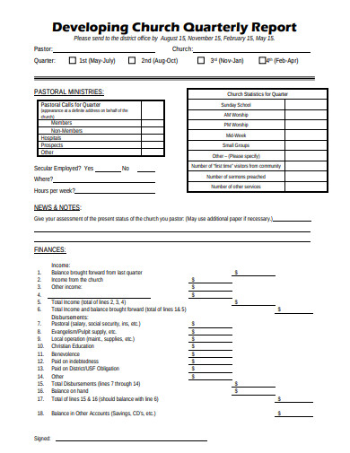 10+ Church Quarterly Report Templates in DOC | PDF