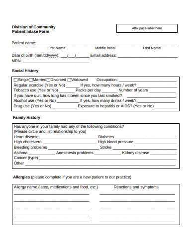 20+ Free Patient Intake Form Templates