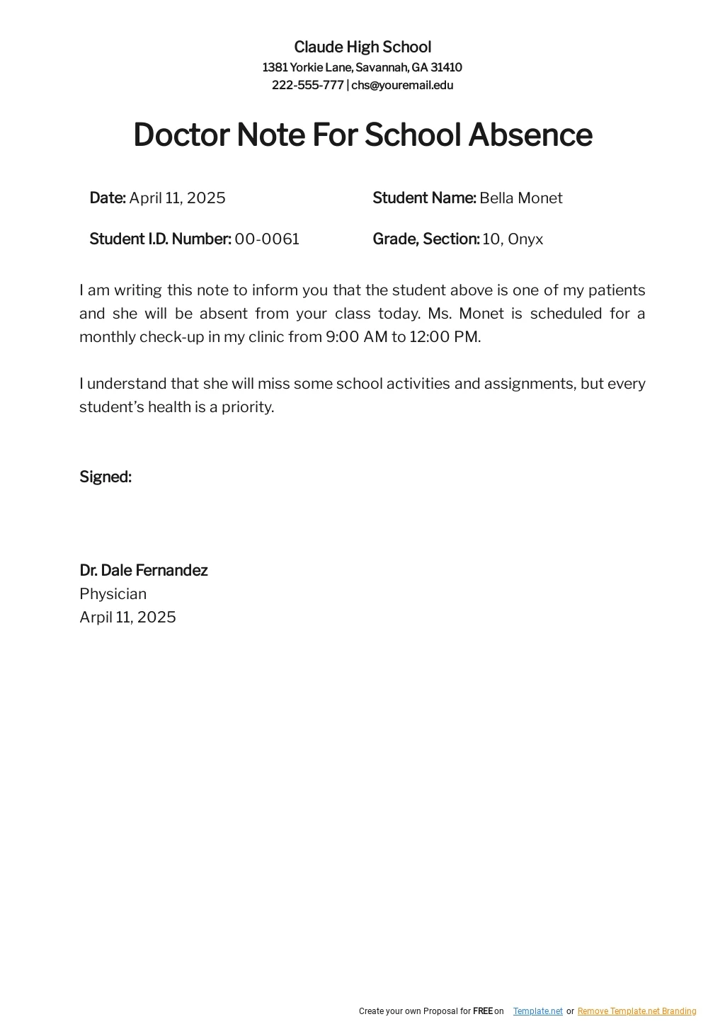 13+ School Absence Note Templates in PDF | Google Docs | Word | Pages