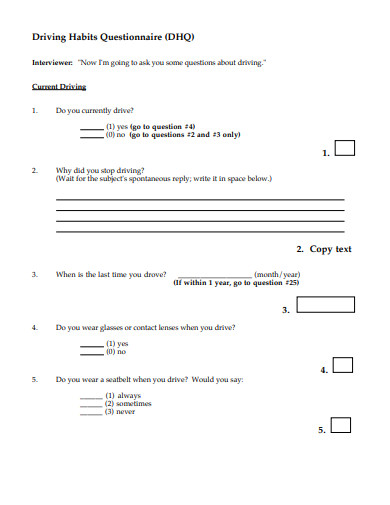 21+ Driver Questionnaire Templates in PDF | DOC | XLS