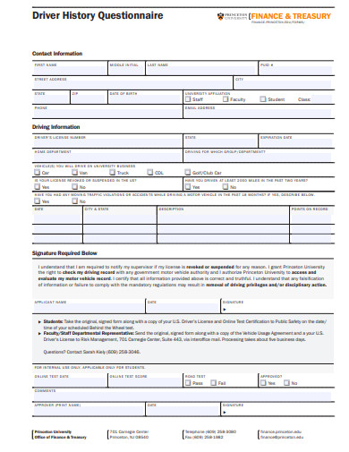 21+ Driver Questionnaire Templates in PDF | DOC | XLS