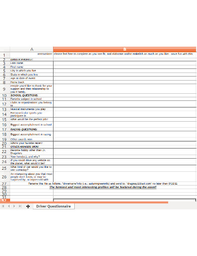 21+ Driver Questionnaire Templates in PDF | DOC | XLS