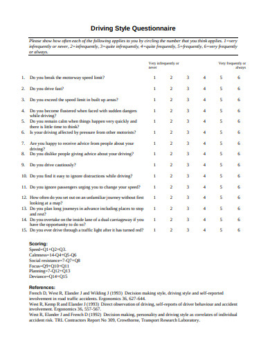 21+ Driver Questionnaire Templates in PDF | DOC | XLS