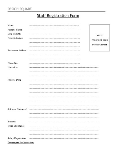 FREE 10+ Staff Registration Form Templates in PDF | MS Word