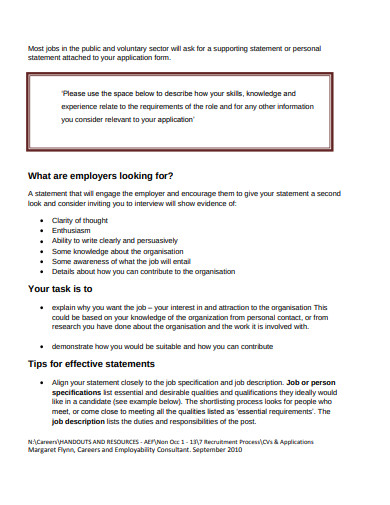 11 Supporting Statement Templates In Google Docs Word Pages PDF