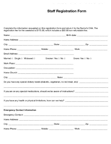 FREE 10+ Staff Registration Form Templates in PDF | MS Word