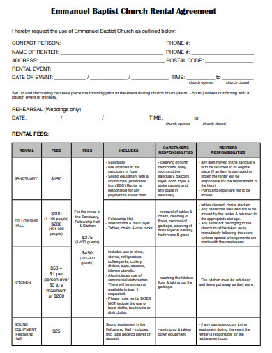 10+ Church Facility Rental Agreement Templates in DOC | PDF