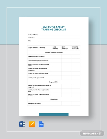 Training Checklist Template - 22+ Word, Excel, PDF Documents Download