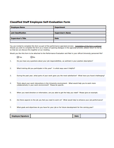 FREE 5 Employee Self Evaluation Form Templates In PDF MS Word