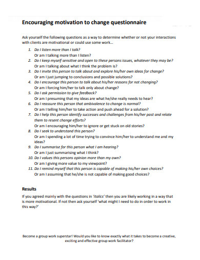 17+ Free Motivation Questionnaire Templates in PDF | Microsoft Word ...