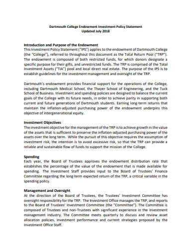 11+ Investment Policy Statement Templates in DOC | PDF