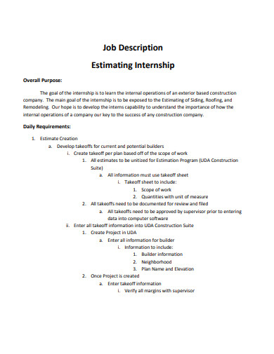 10+ Internship Job Description Templates in PDF | DOC