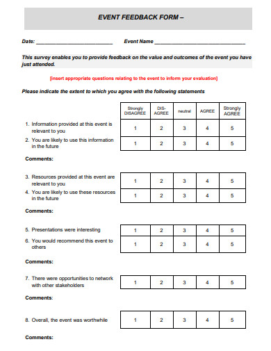 25 Event Feedback Survey Templates In PDF DOC