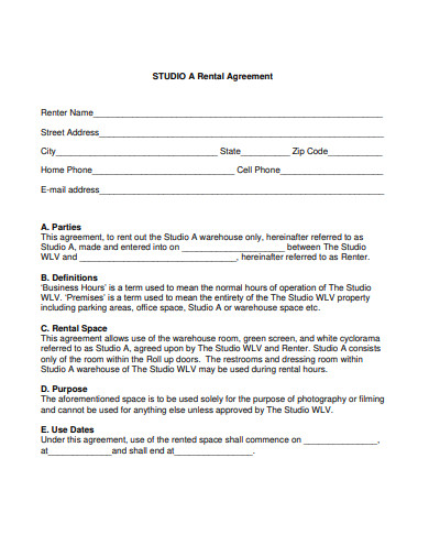 24+ Studio Rental Agreement Templates in PDF