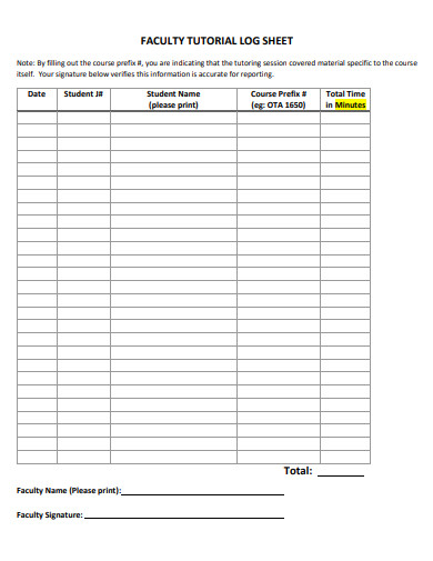 10+ Tutoring Log Sheet Templates in PDF | DOC