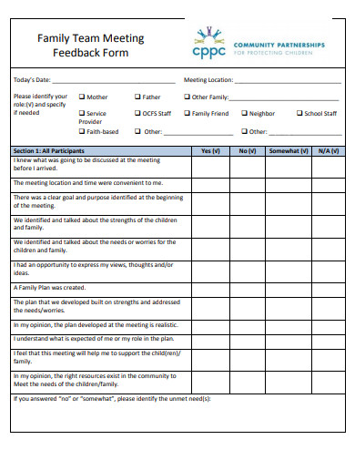 FREE 20+ Meeting Feedback Form Templates in PDF | MS Word