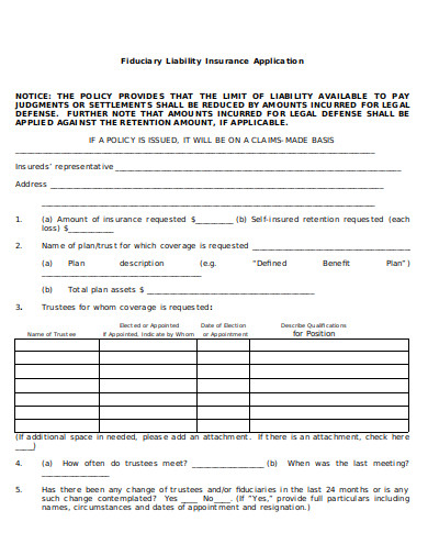 11+ Liability Insurance Application Templates in PDF | DOC