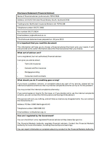 25+ Disclosure Statement Templates in PDF | DOC