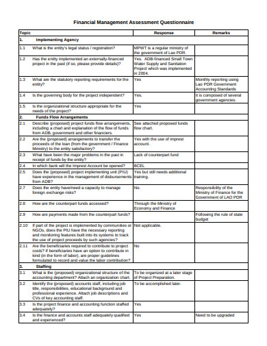 9+ Financial Management Questionnaire Templates in PDF | MS word | Free ...